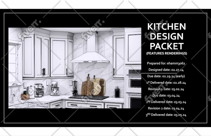 Design your 2d kitchen layout 3d rendering in 2020 design by Angeljustdesign | Fiverr